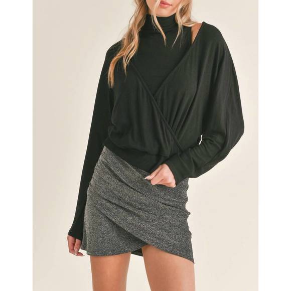 Sadie & Sage | Tops | New Sadie Sage Long Sleeve Wrap Top Set In Black | Poshmark